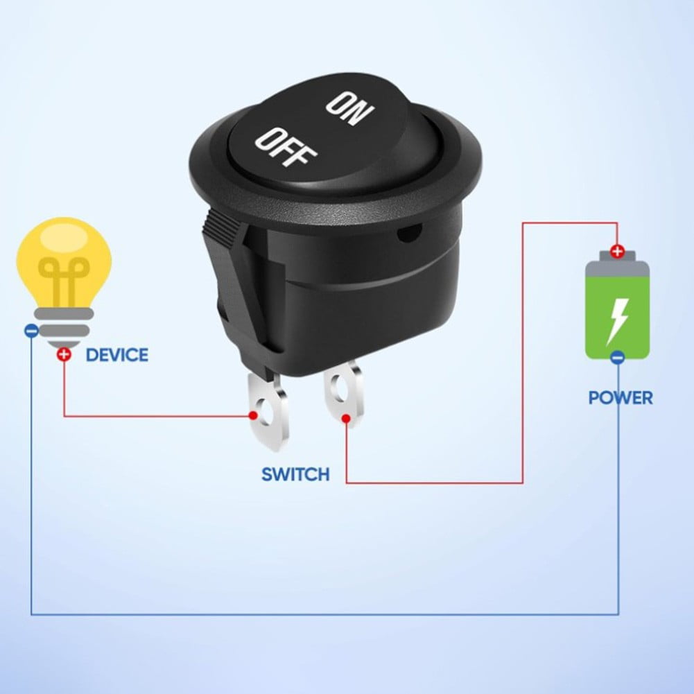 12 Volt Rocker Dc Switch,Round Toggle Switch,2 Pin Spst Switch Button ...