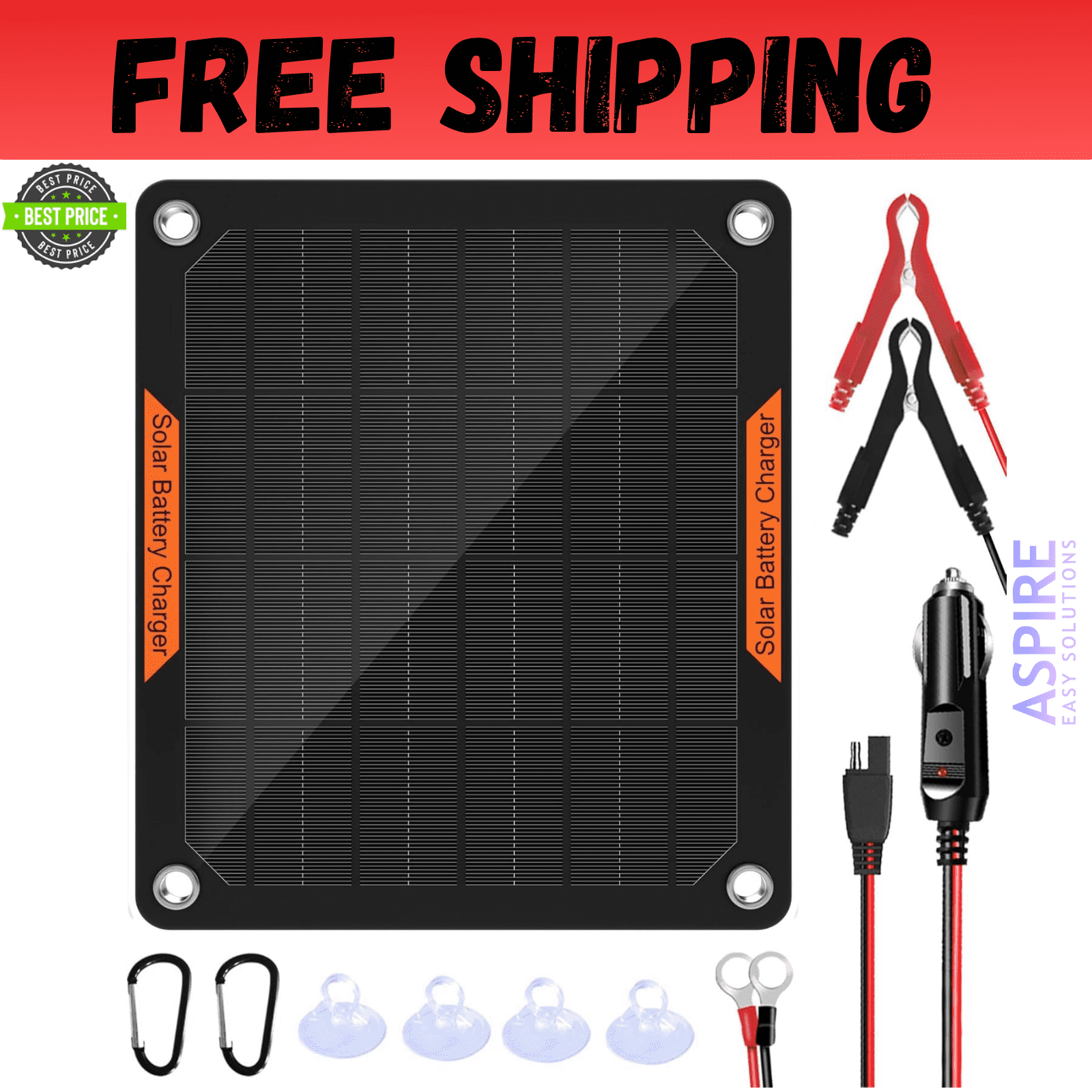 12 Volt Solar Battery Maintainer Waterproof Car Rv Charger Tender ...