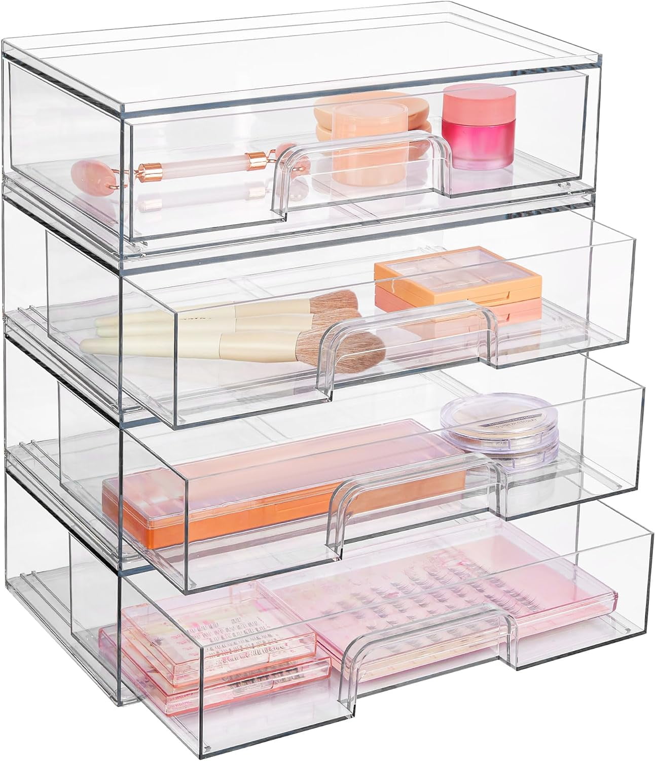 12''W Clear Stackable Storage Drawers,2 Pack Acrylic Plastic Organizers ...