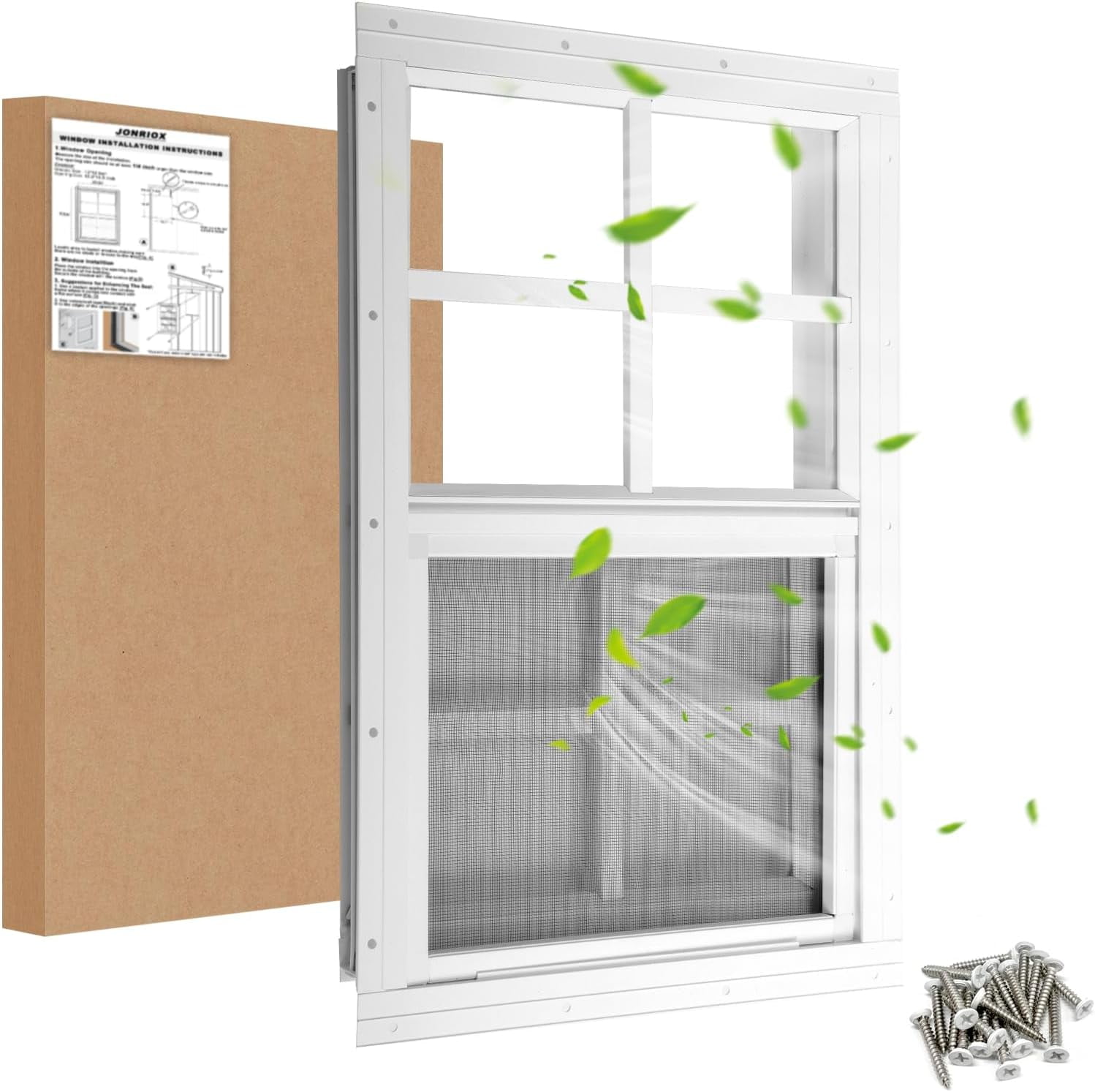 12" W x 18" H Shed Window,Sliding Window, Aluminum White Flush Mount ...