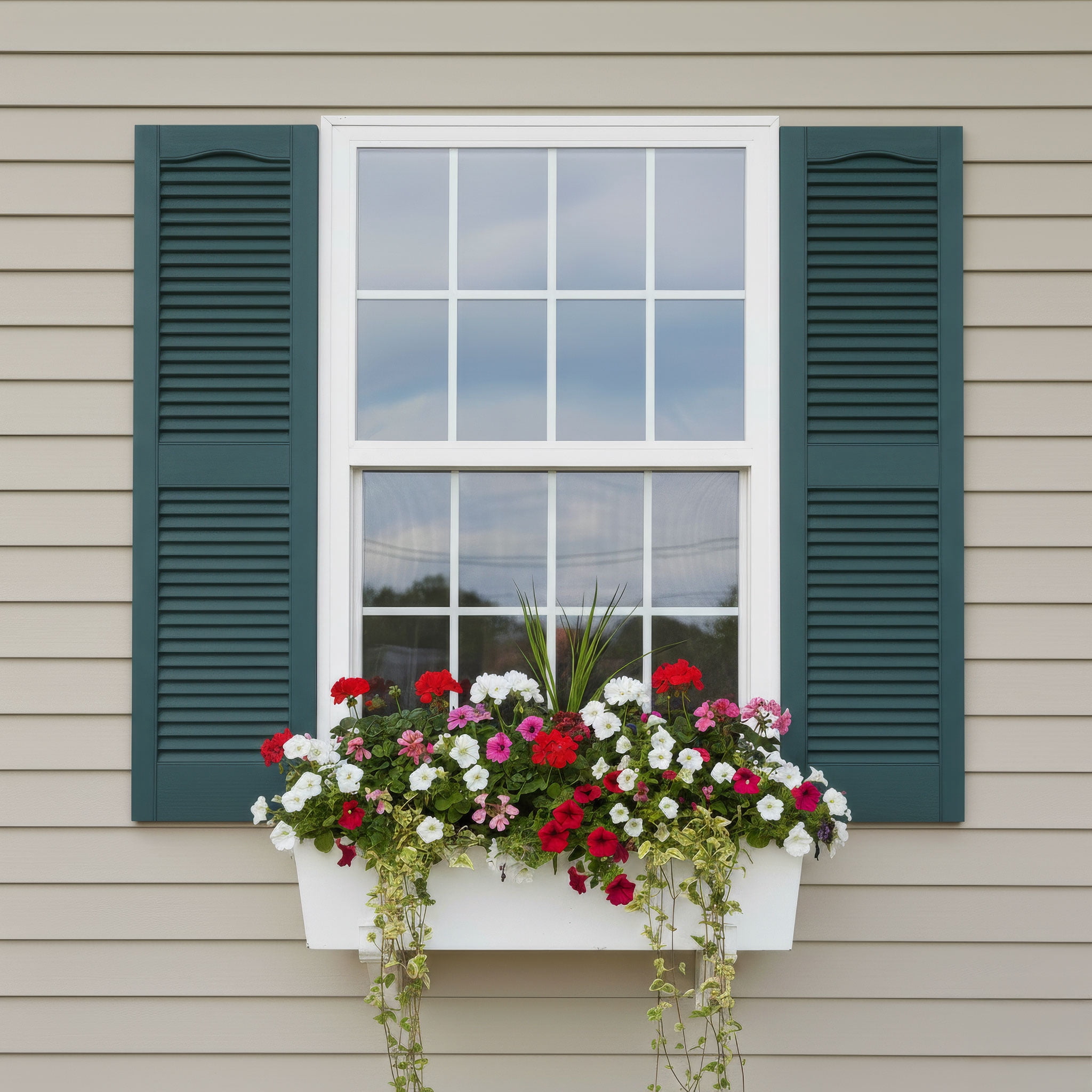 12"W x 25"H EverColor Open Louver Shutters, w/Installation Shutter-Lok ...