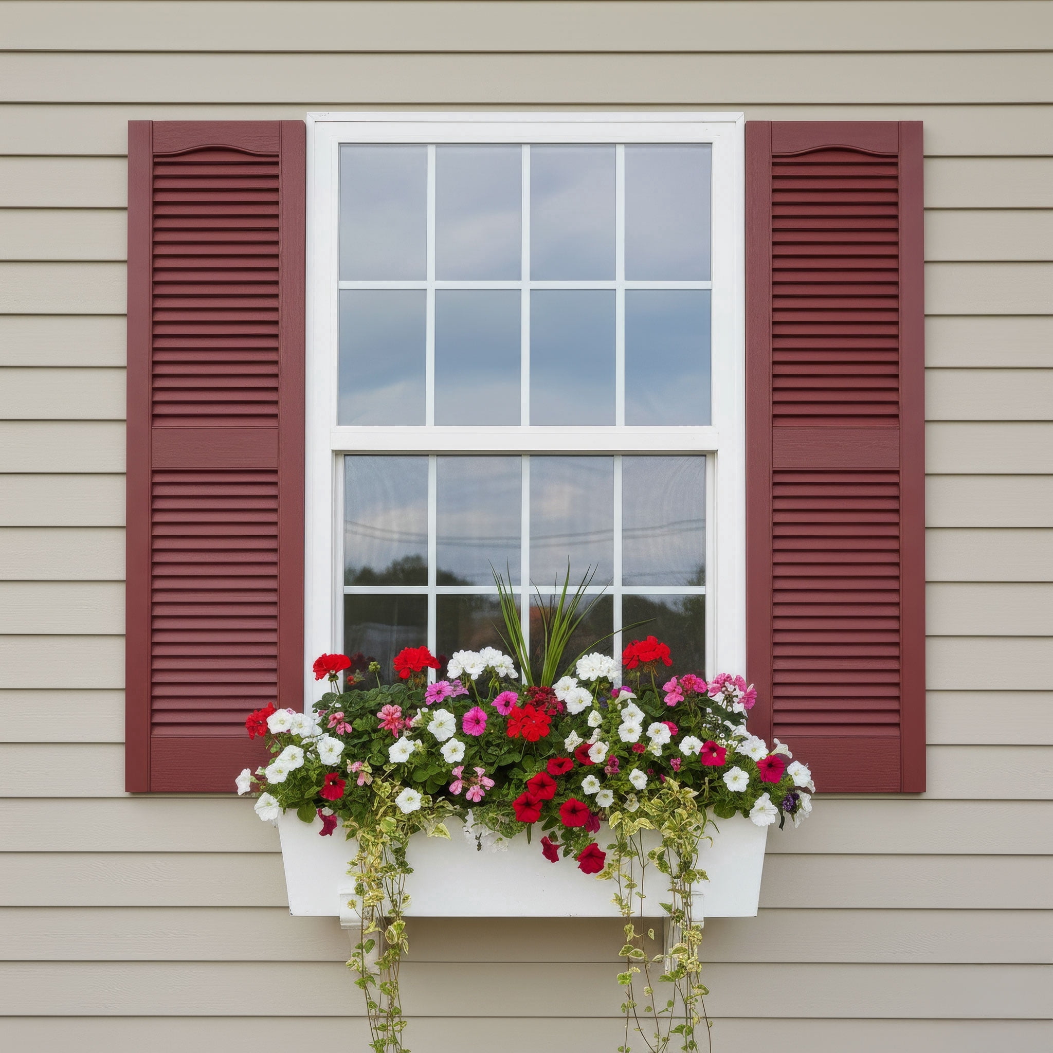 12"W x 25"H EverColor Open Louver Shutters, w/Installation Shutter-Lok ...