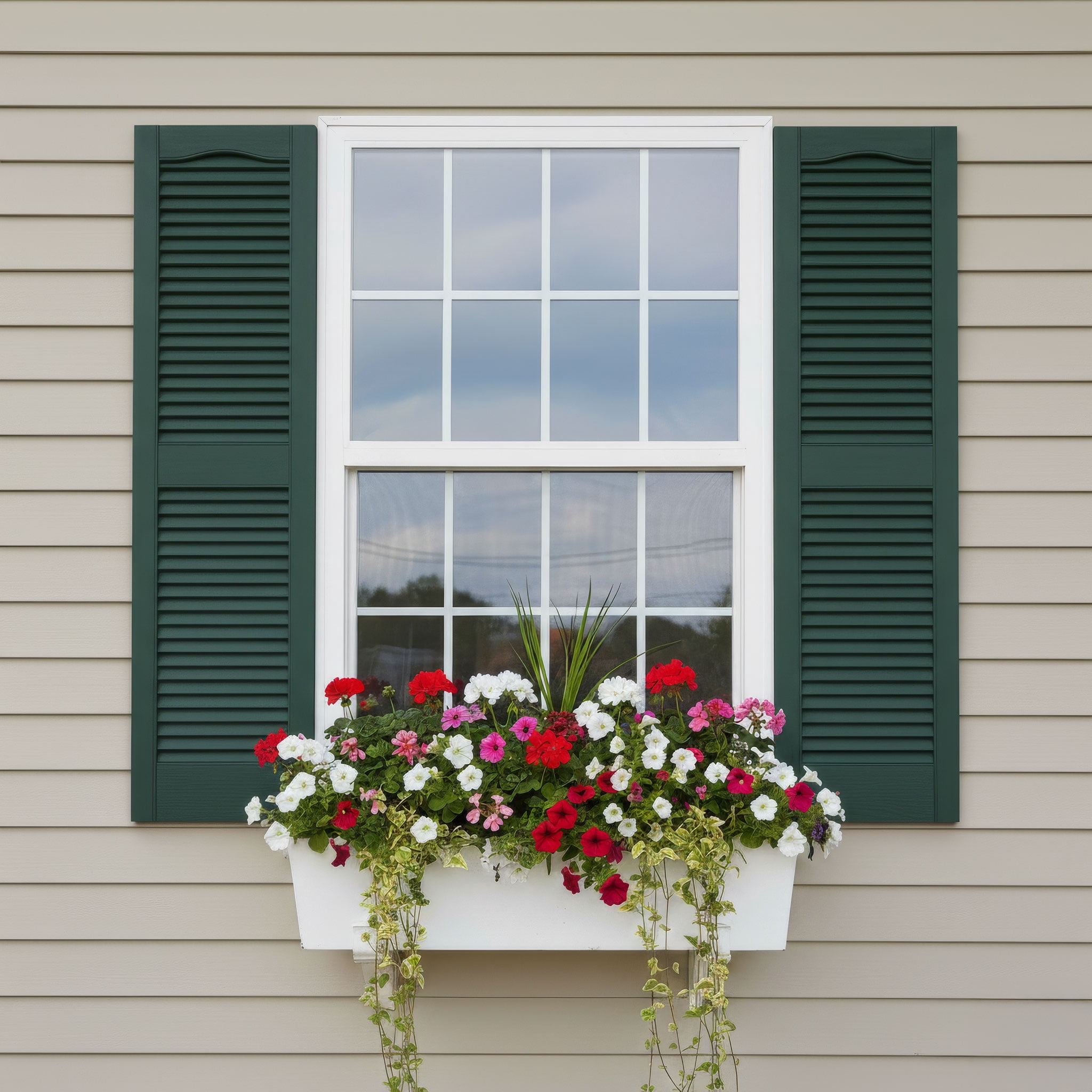 12"W x 31"H EverColor Open Louver Shutters, w/Installation Shutter-Lok ...