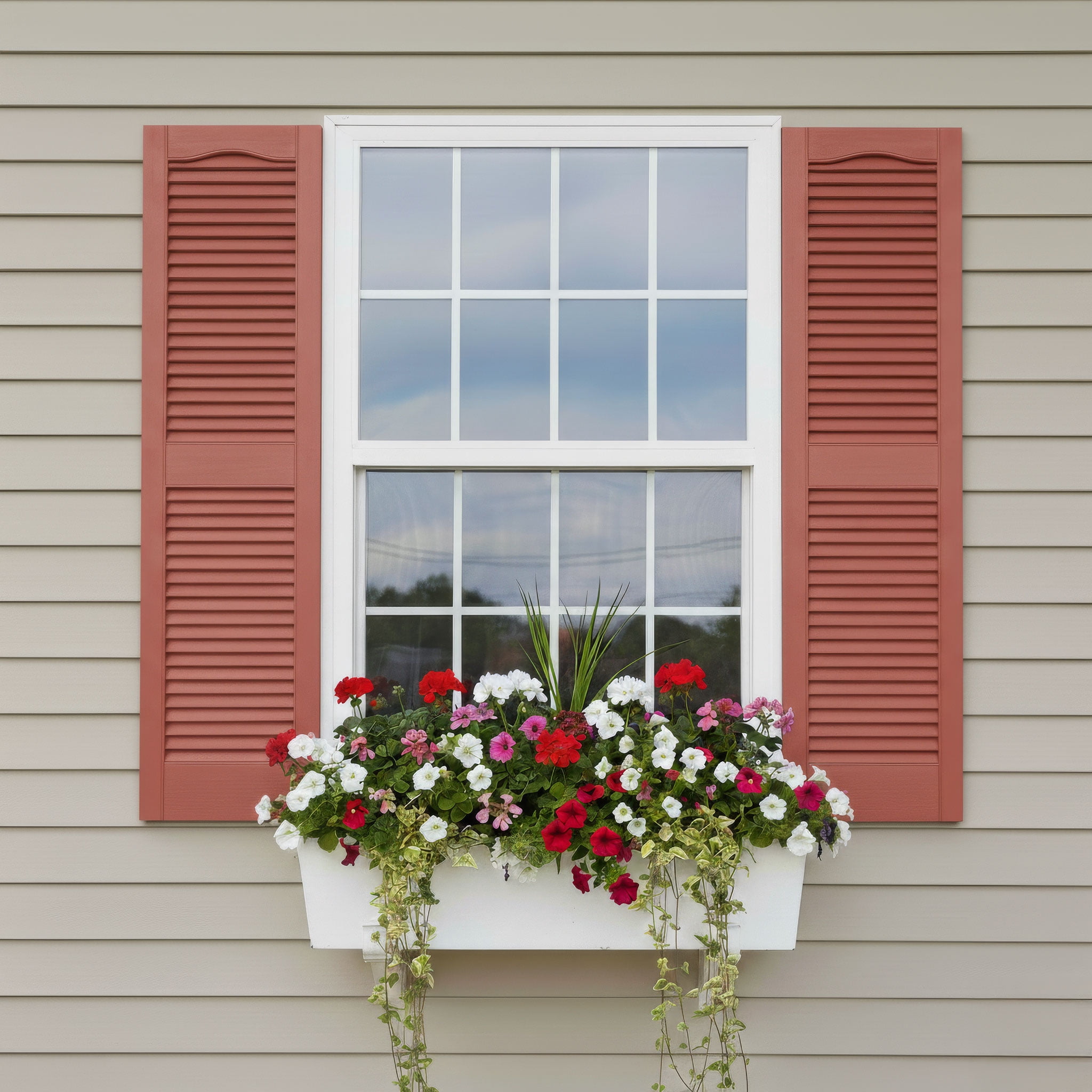 12"W x 36"H EverColor Open Louver Shutters, w/Installation Shutter-Lok ...