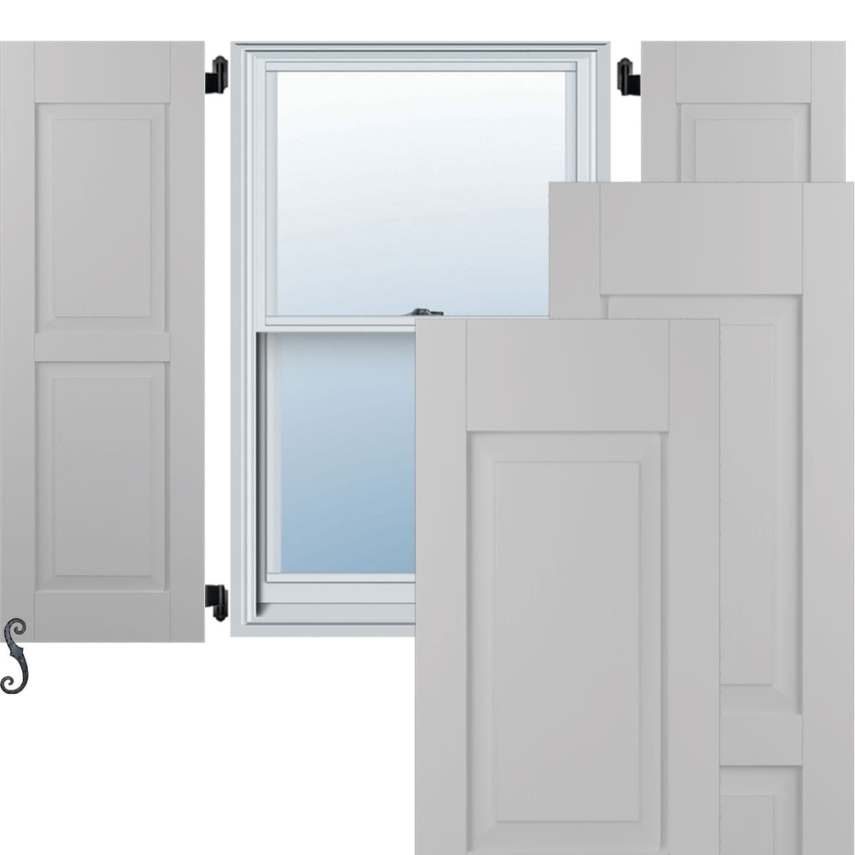 12"W x 76"H Americraft Two Equal Raised Panel Exterior Real Wood ...