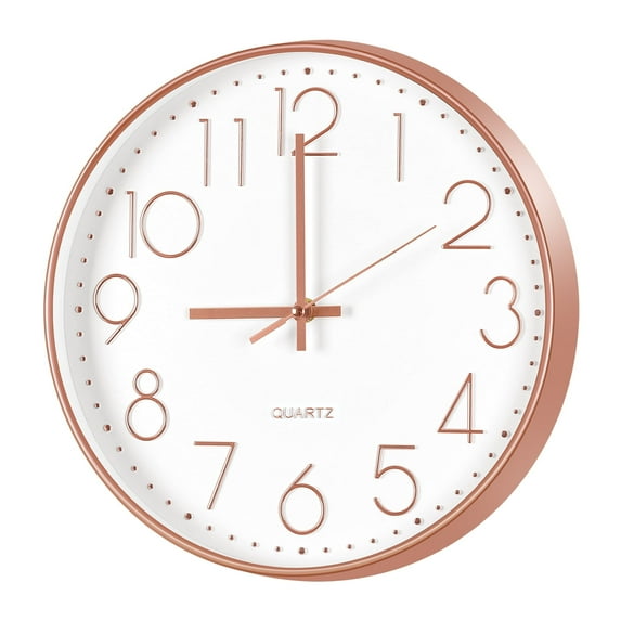 12" Wall Clock , Silent Wall Clock Non Ticking, Rose Gold - Walmart.com