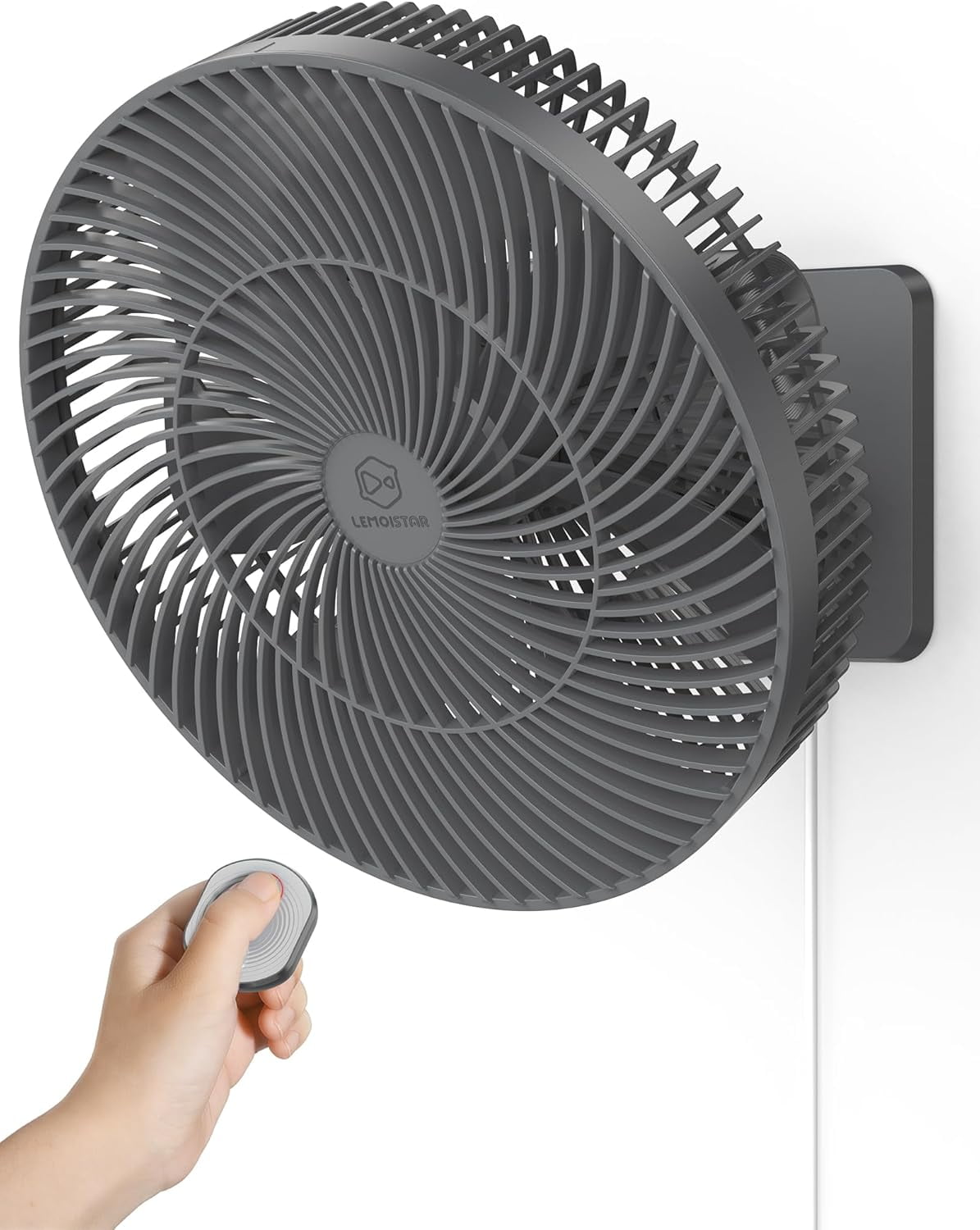12" Wall-Mounted Oscillating Fan with Remote & Timer, Compact Bedroom ...