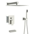 12″ Wall-Mounted Square Brushed Nickel Shower Set with Waterfall ...