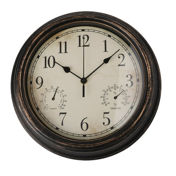 12'' Waterproof Wall Clock With Thermometer And Hygrometer For Garden ...