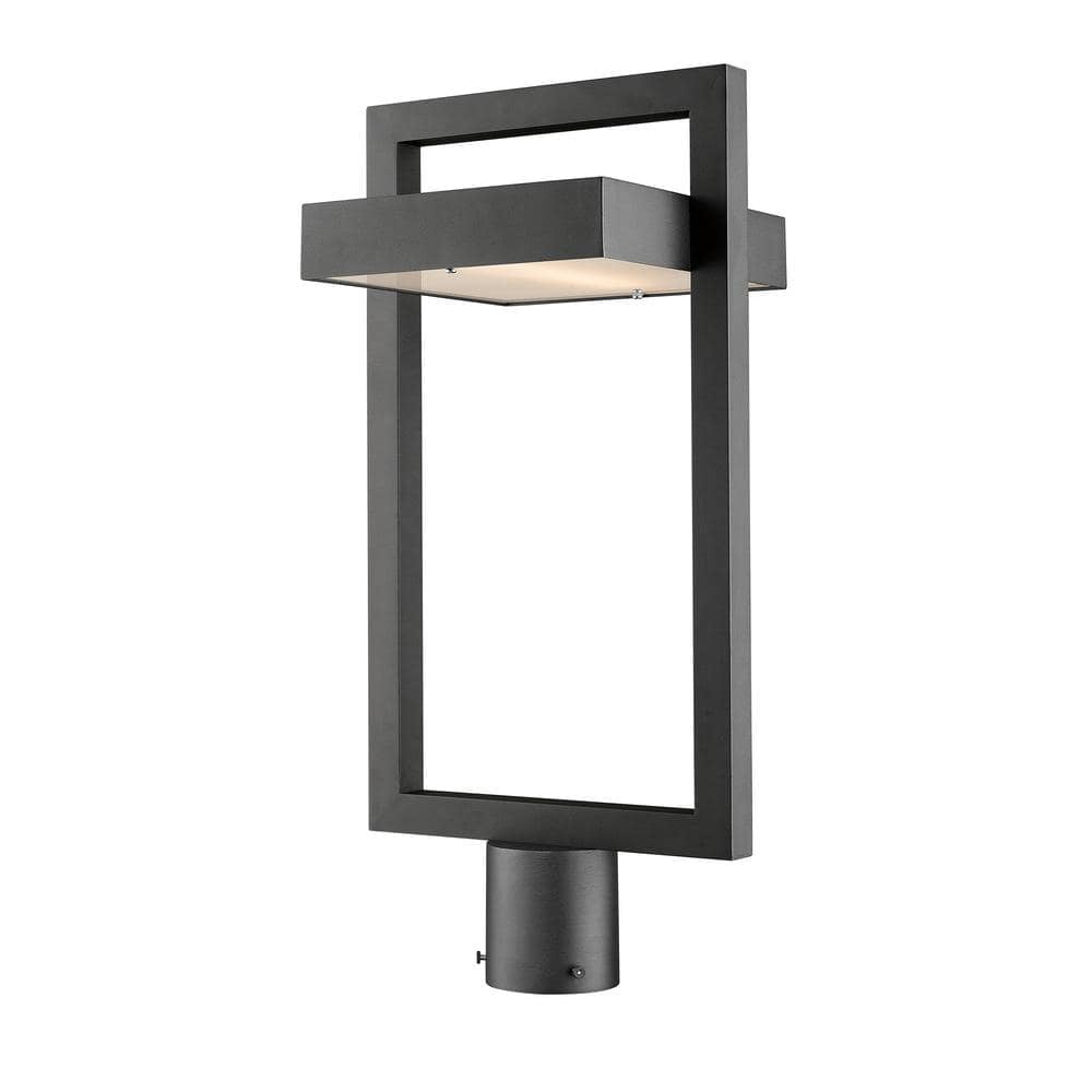 12-Watt Black Integrated LED Outdoor Post Mount Fixture with Frosted ...