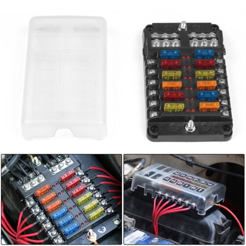 12-Way Blade Fuse Box Block Holder LED Indicator 12V 32V Auto Marine ...