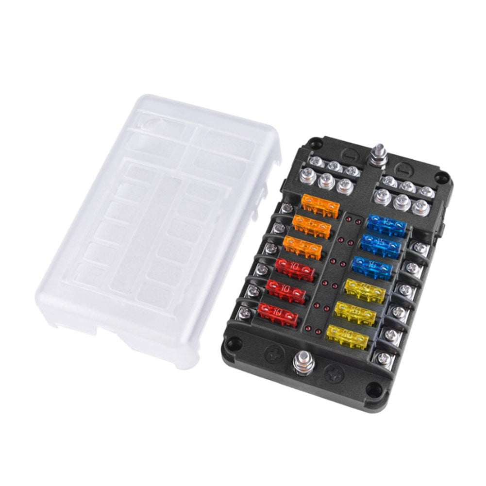12 Ways Blade Fuse 32V Car Boat Fuse Box Holder With Plastic Cover and ...
