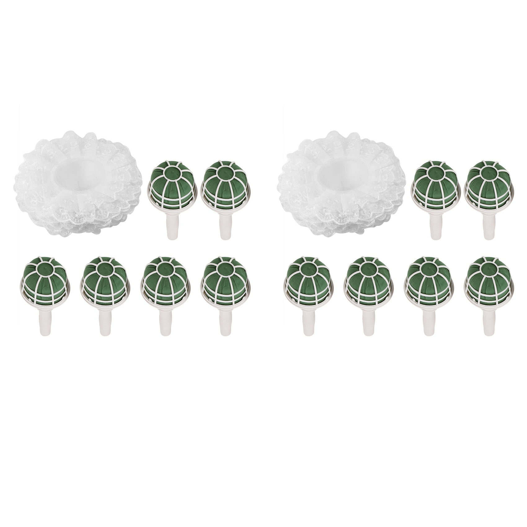 12 Wedding Bridal Bouquet Holder Handles with White Lace Collar Flower ...