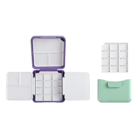 12 Well Paint Palette Box with Brush Washer Watercolor Paint Palette ...