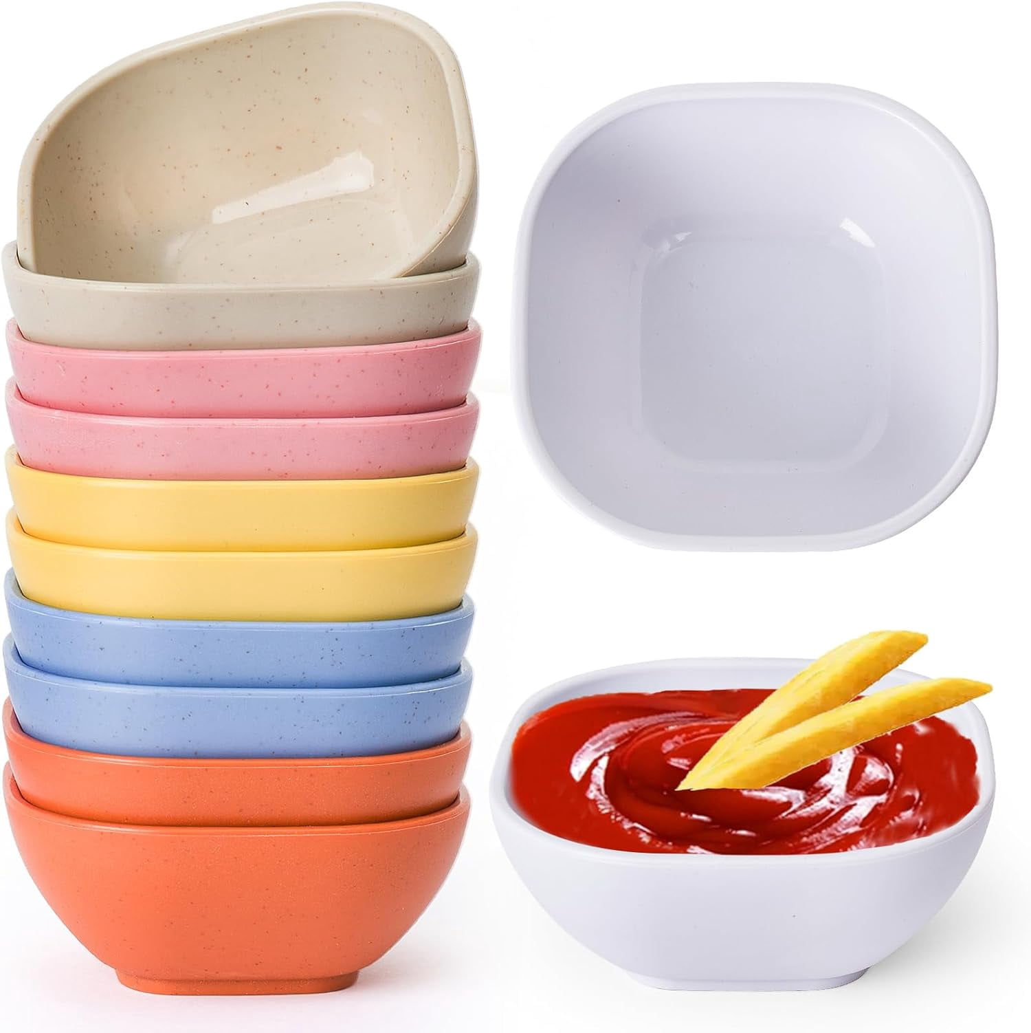 12 Wheat Straw Soy Sauce Dishes, 4.5 OZ Small Dessert Bowls ...