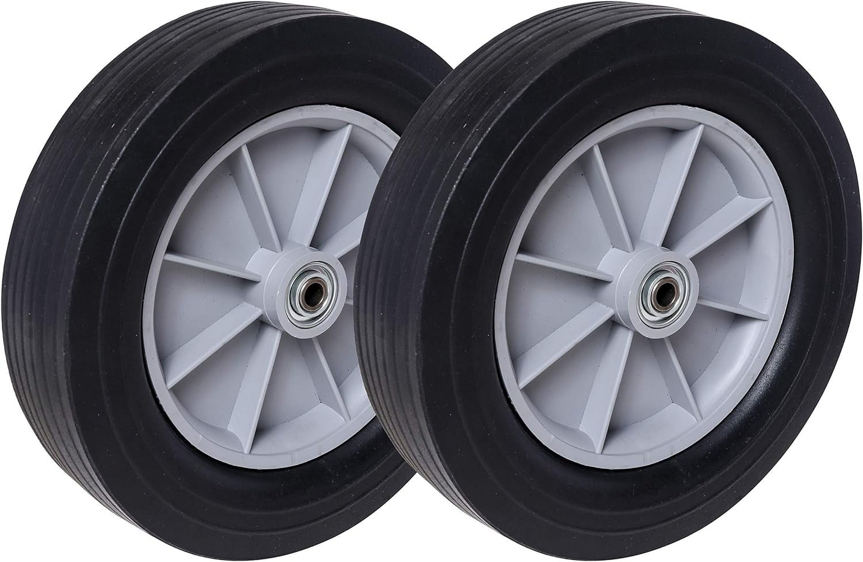 12" Wheel Set | Flat Free Solid Rubber with 3/4" Ball Bearings | For ...