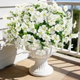 12 White Artificial Geranium Flowers Outdoor Garden Porch Planter Decor ...