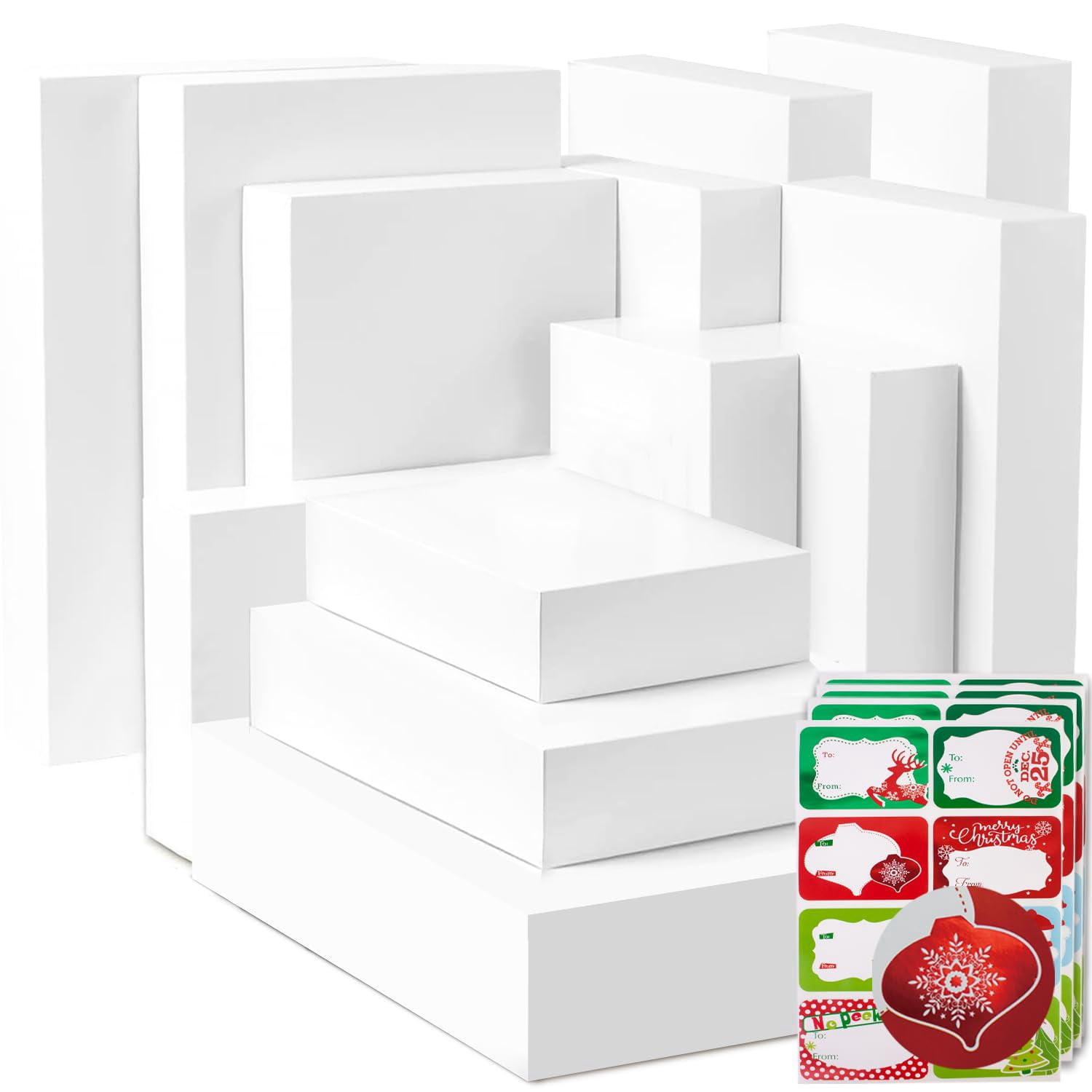 12 White Gift Wrap DHF10 Boxes with Lids for Large Clothes and 80 Count ...