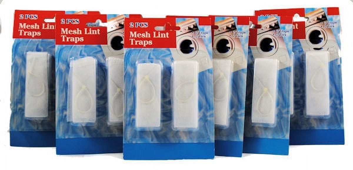 12-Pack White Mesh Laundry Lint Traps with Ties, Washing Machine Hose ...