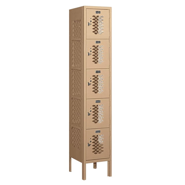 12" Wide Five Tier Box Style Vented Metal Locker - 1 Wide - 5 Feet High ...