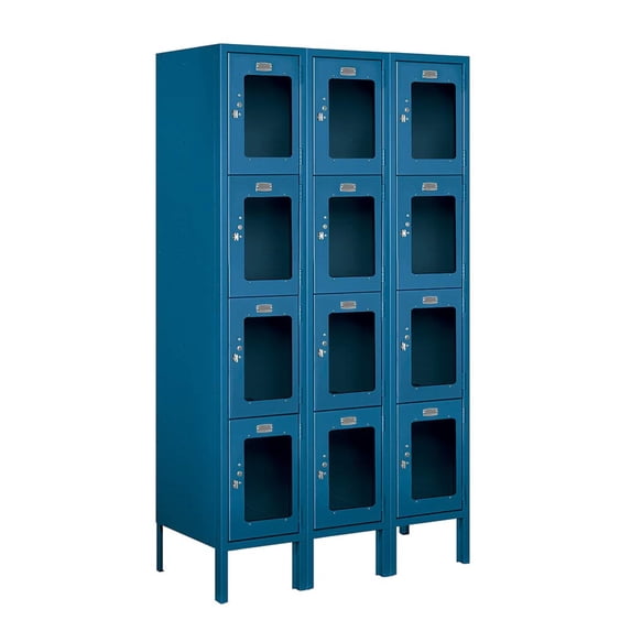 12" Wide Four Tier See-Through Metal Locker - 3 Wide - 5 Feet High - 15 ...