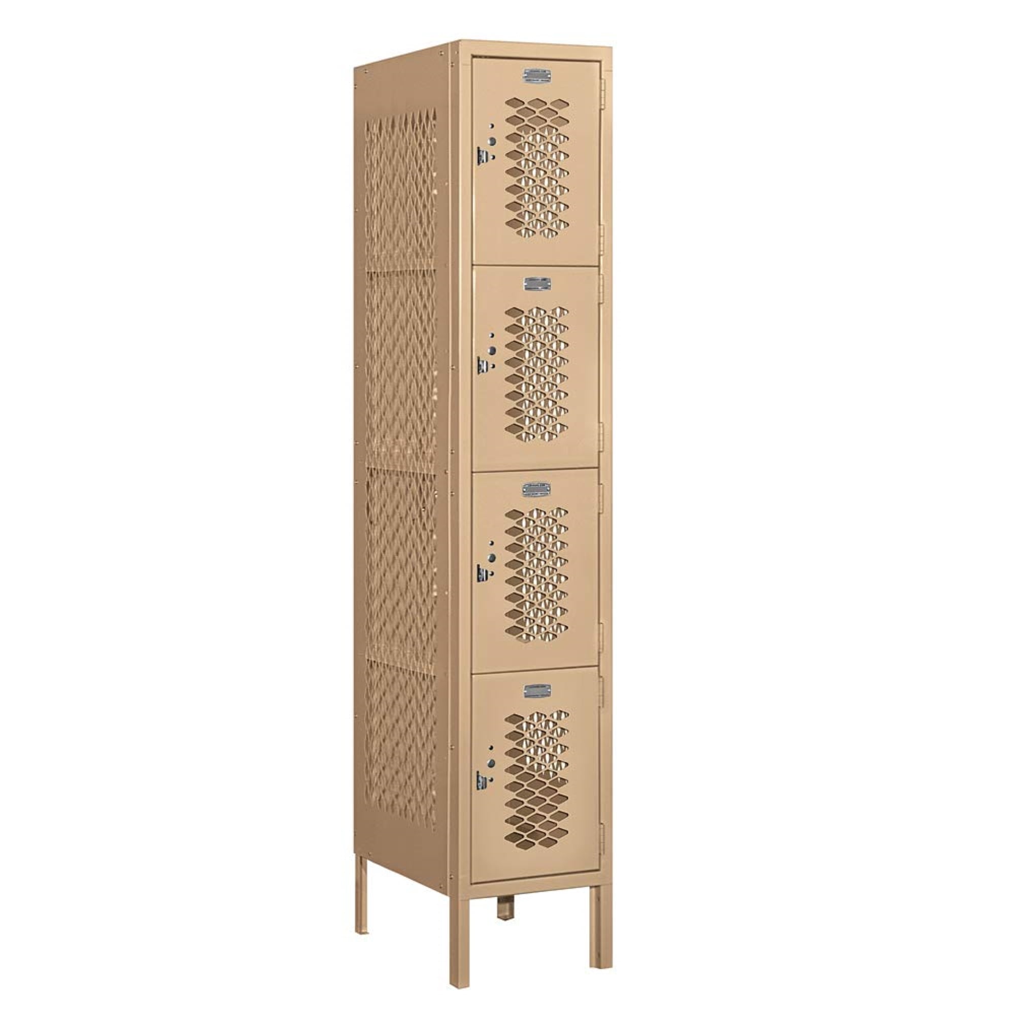 12" Wide Four Tier Vented Metal Locker - 1 Wide - 5 Feet High - 18 ...