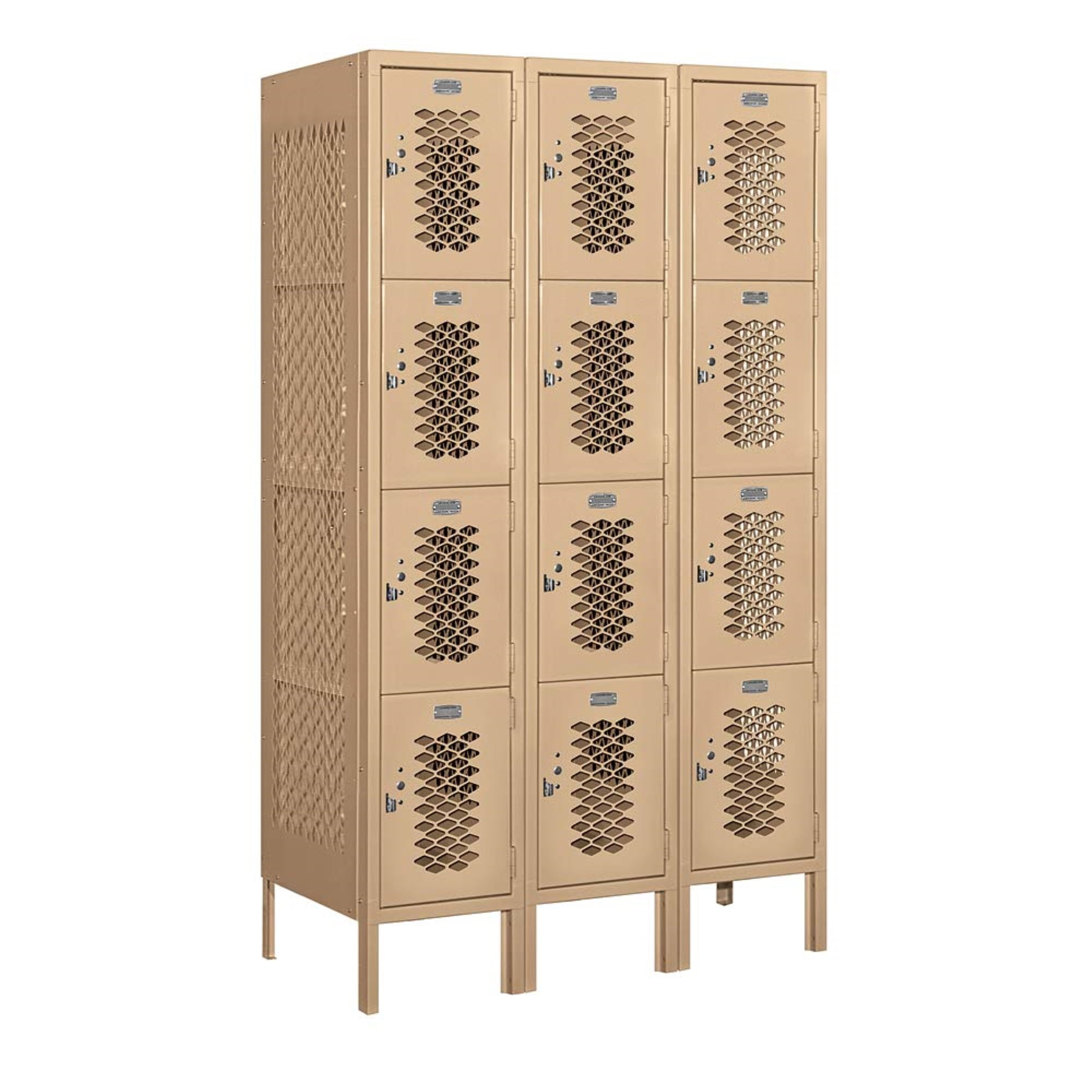 12" Wide Four Tier Vented Metal Locker - 3 Wide - 5 Feet High - 18 ...