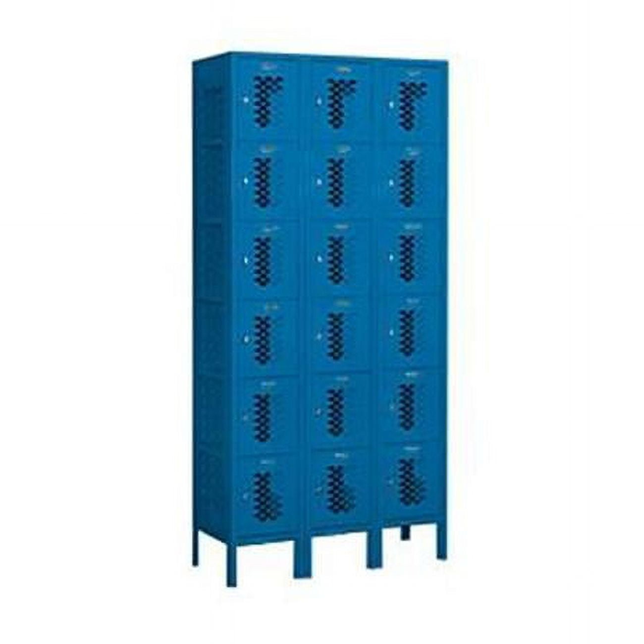 12" Wide Six Tier Box Style Vented Metal Locker - 3 Wide - 6 Feet High ...