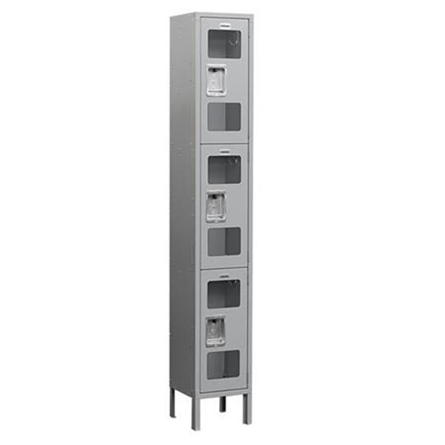 12" Wide Triple Tier See-Through Metal Locker - 1 Wide - 6 Feet High ...