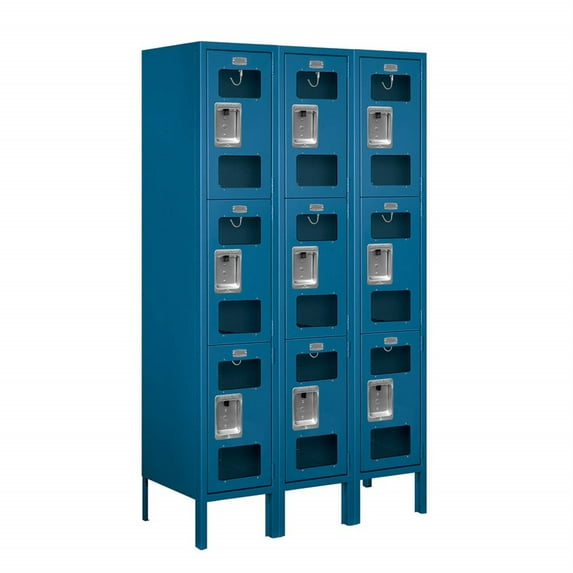 12" Wide Triple Tier See-Through Metal Locker - 3 Wide - 5 Feet High ...