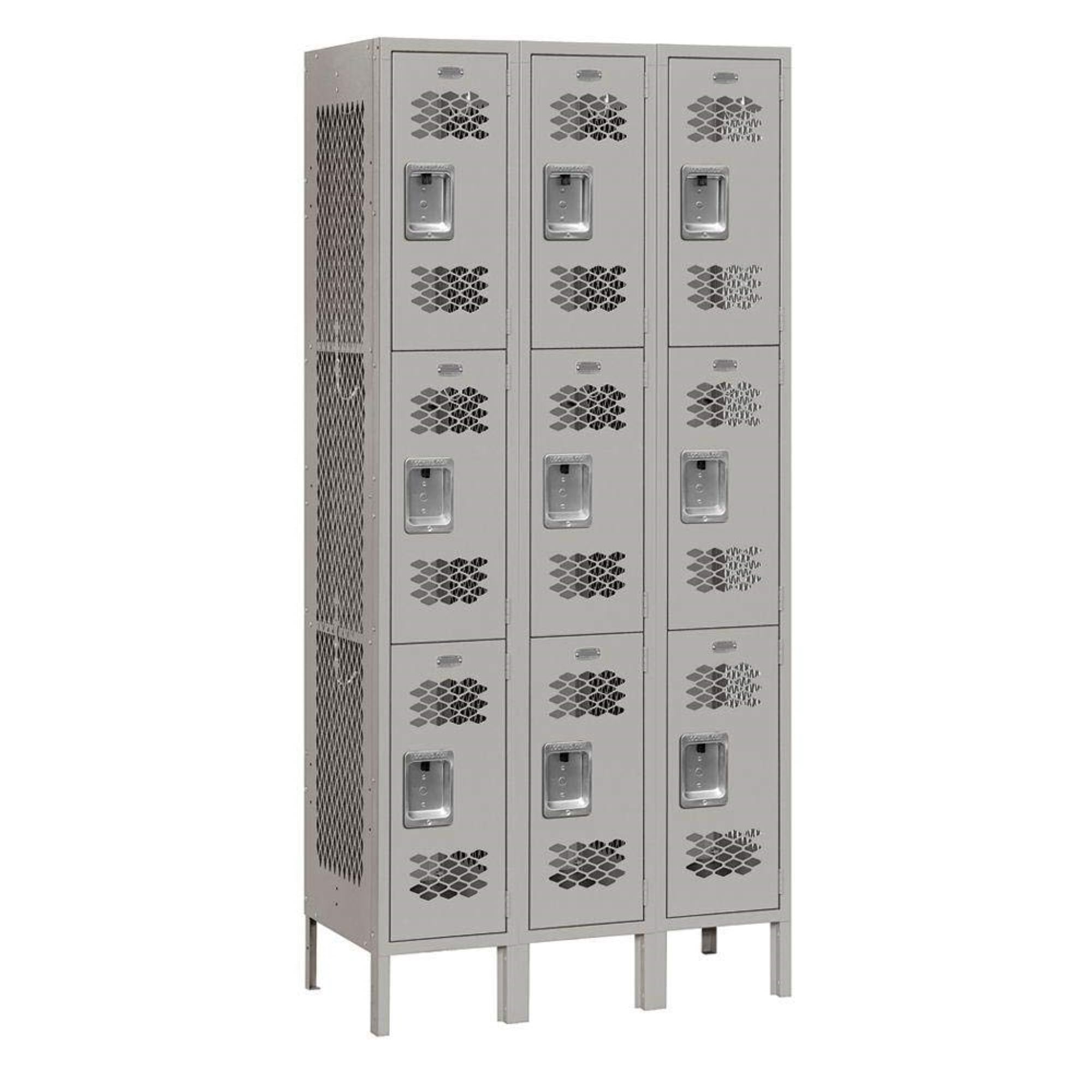 12" Wide Triple Tier Vented Metal Locker - 3 Wide - 6 Feet High - 12 ...