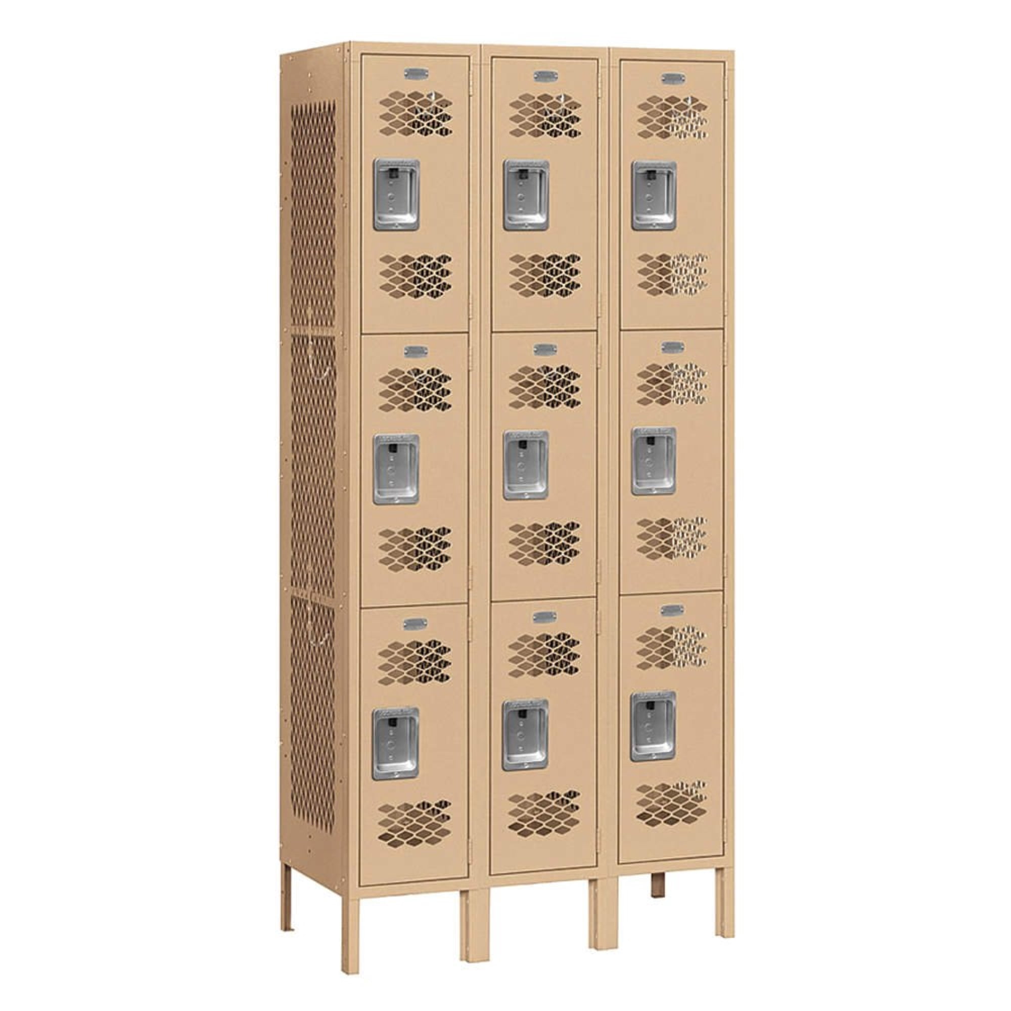 12" Wide Triple Tier Vented Metal Locker - 3 Wide - 6 Feet High - 12 ...