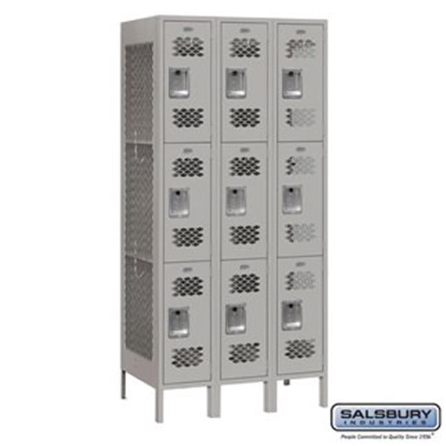 12" Wide Triple Tier Vented Metal Locker - 3 Wide - 6 Feet High - 18 ...
