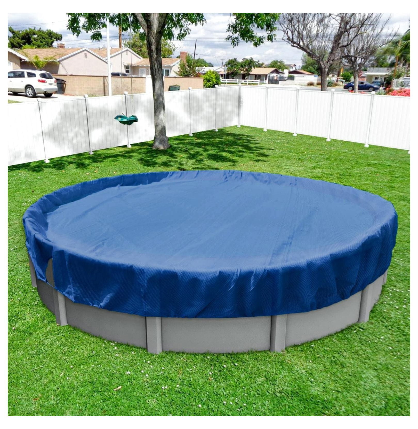 12' Winter Round Pool Safety Cover with Wire Cable Along Edges Winch ...