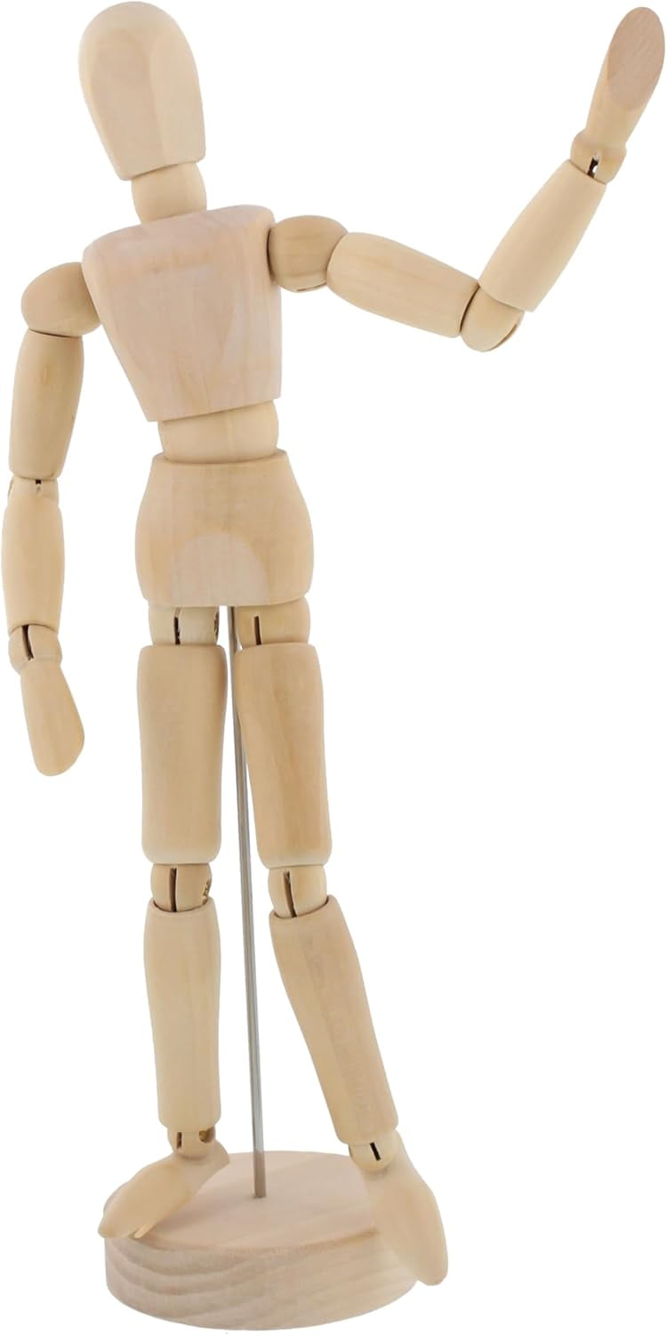 12" Wooden Female Manikin Posable Figure for Drawing - Articulated ...