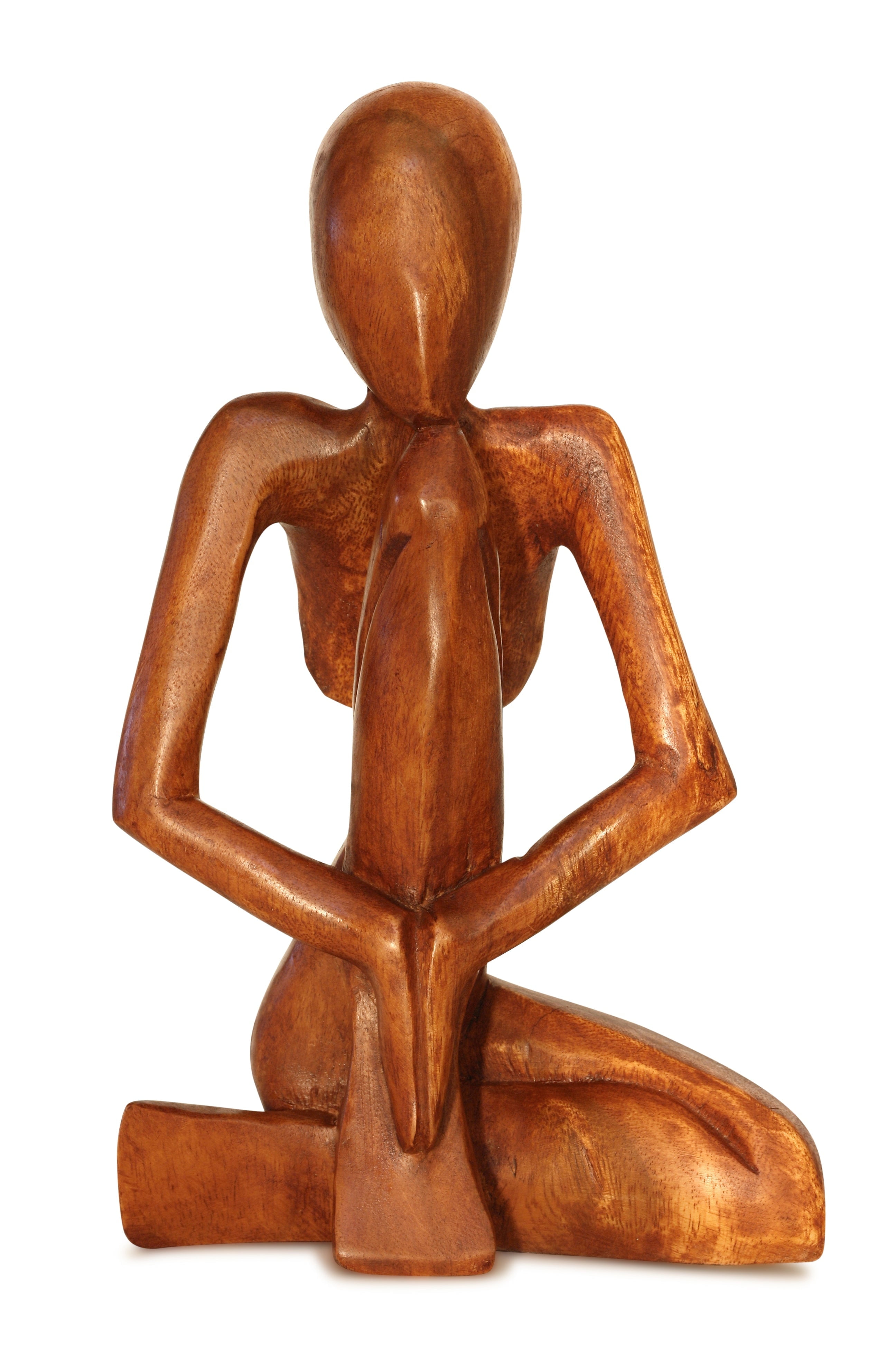 12" Wooden Handmade Abstract Sculpture Handcrafted Art "Praying Man ...