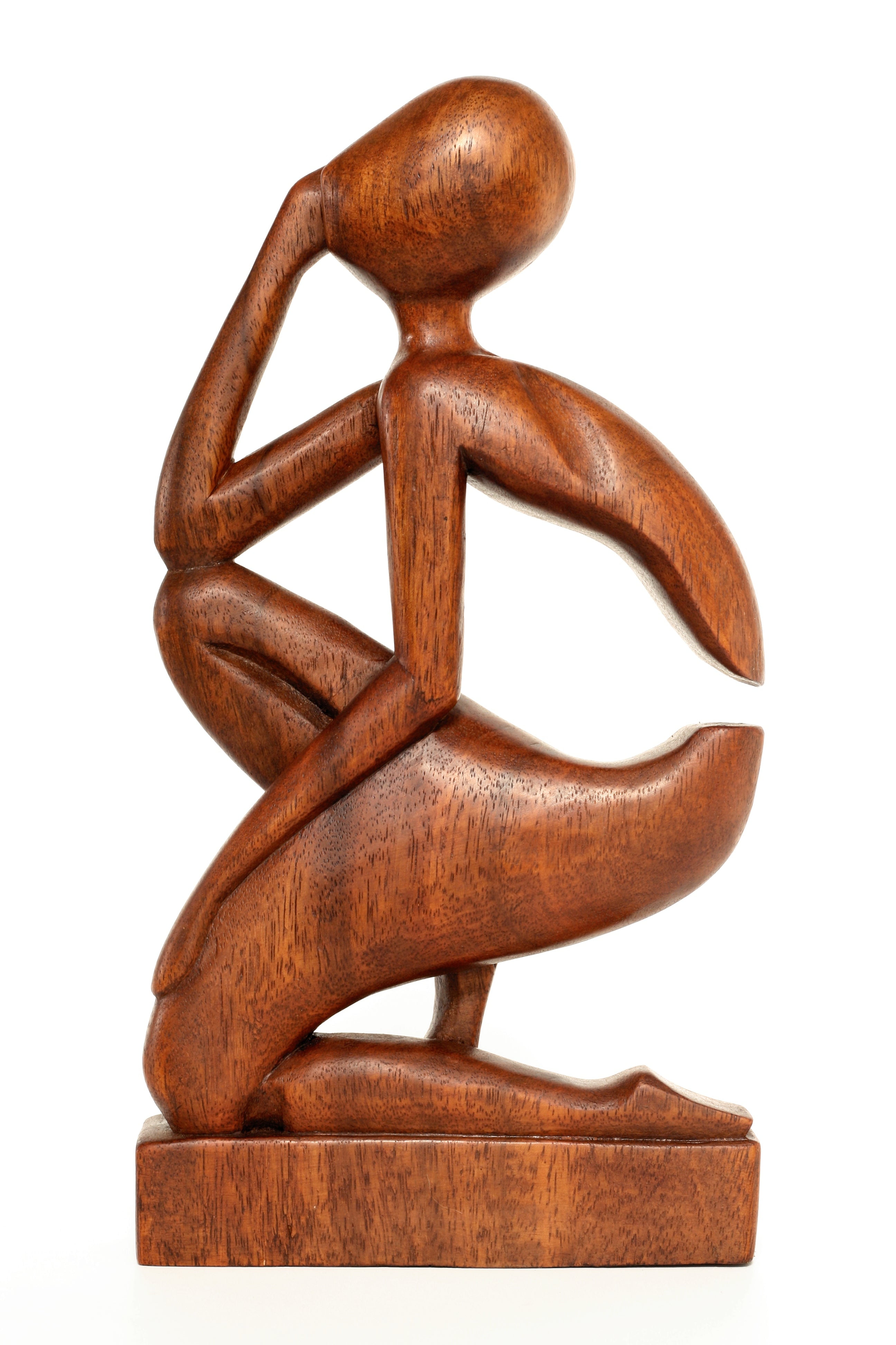 12" Wooden Handmade Abstract Sculpture Handcrafted "The Thinker" Home ...