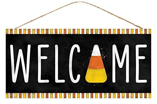 Craig Bachman, 12" Wooden Sign: Welcome Candy Corn - Halloween Welcome ...