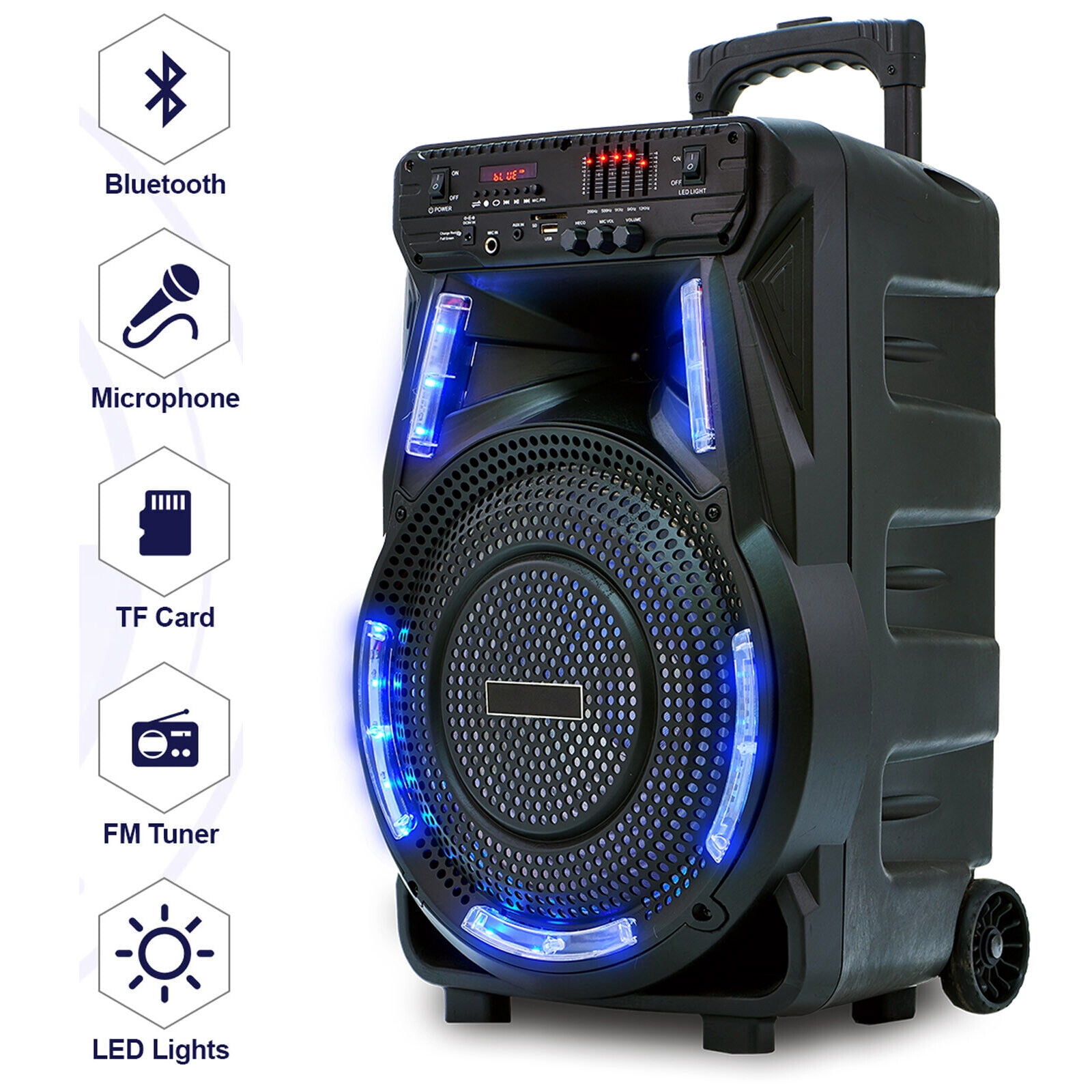 12'' Woofer Heavy Bass Bluetooth Speaker Portable Party PA Sound System ...