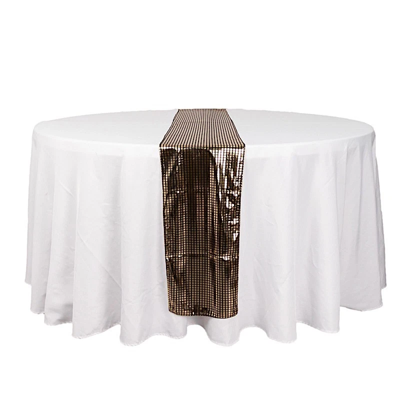 12" X 108" Black Gold Mirror Foil Polyester Table Runner Party Event ...