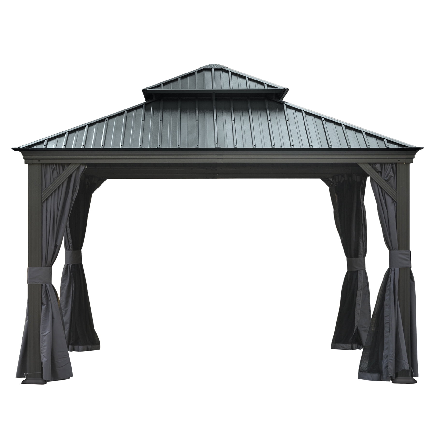 12' X 12' Hardtop Gazebo, Upgraded Metal Gazebo with Drainage System ...