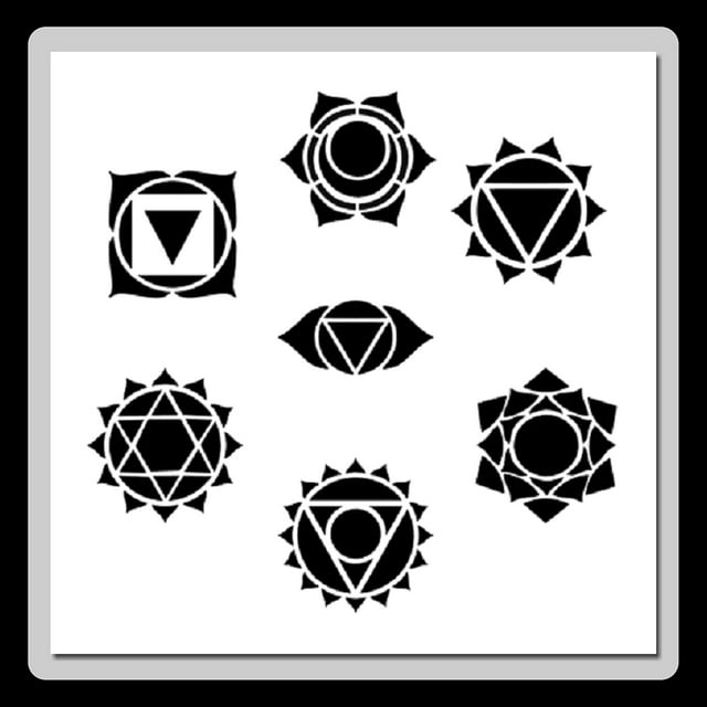 12 X 12-inch (7 in 1) Chakra Symbols Stencil Crown, Third Eye, Throat ...