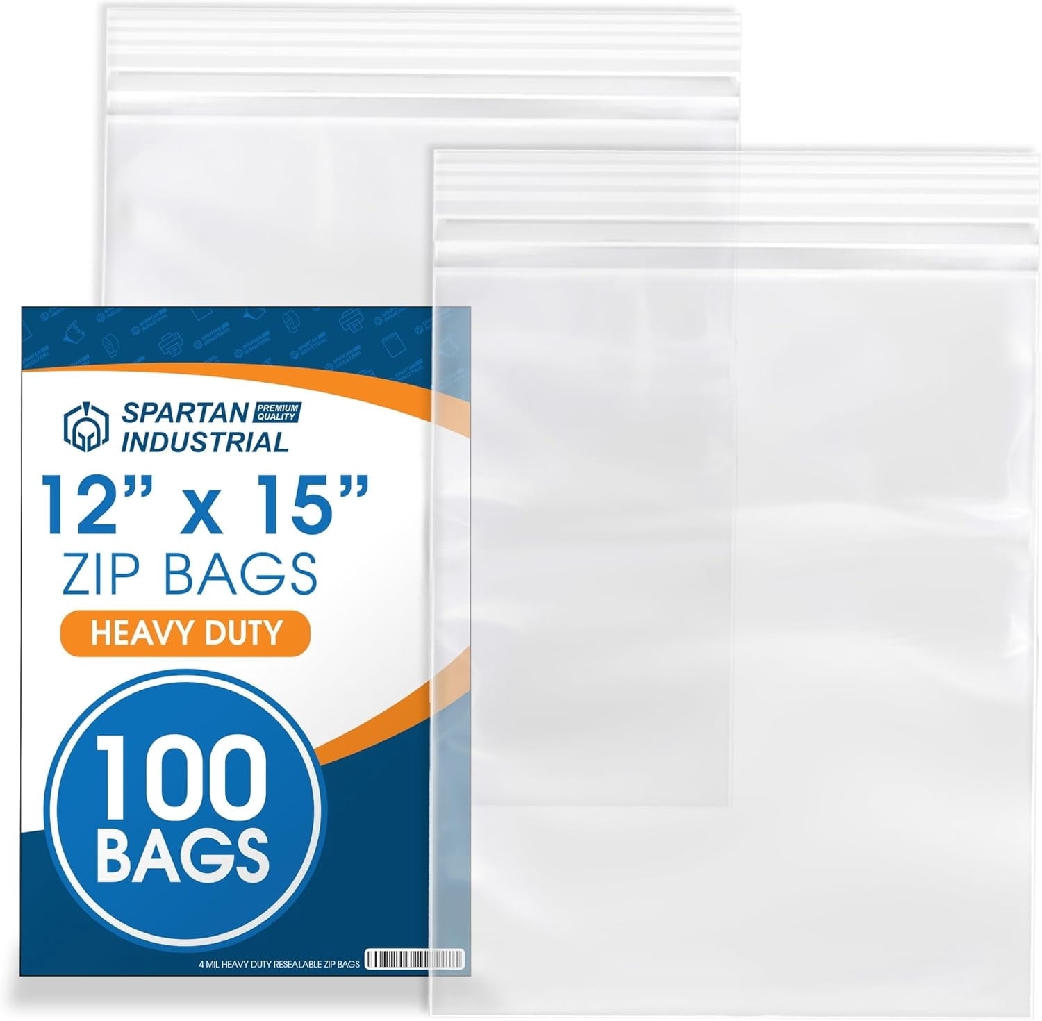 12” X 15” (100 Count) 4 Mil Thick Clear Reclosable Zip Plastic Poly ...