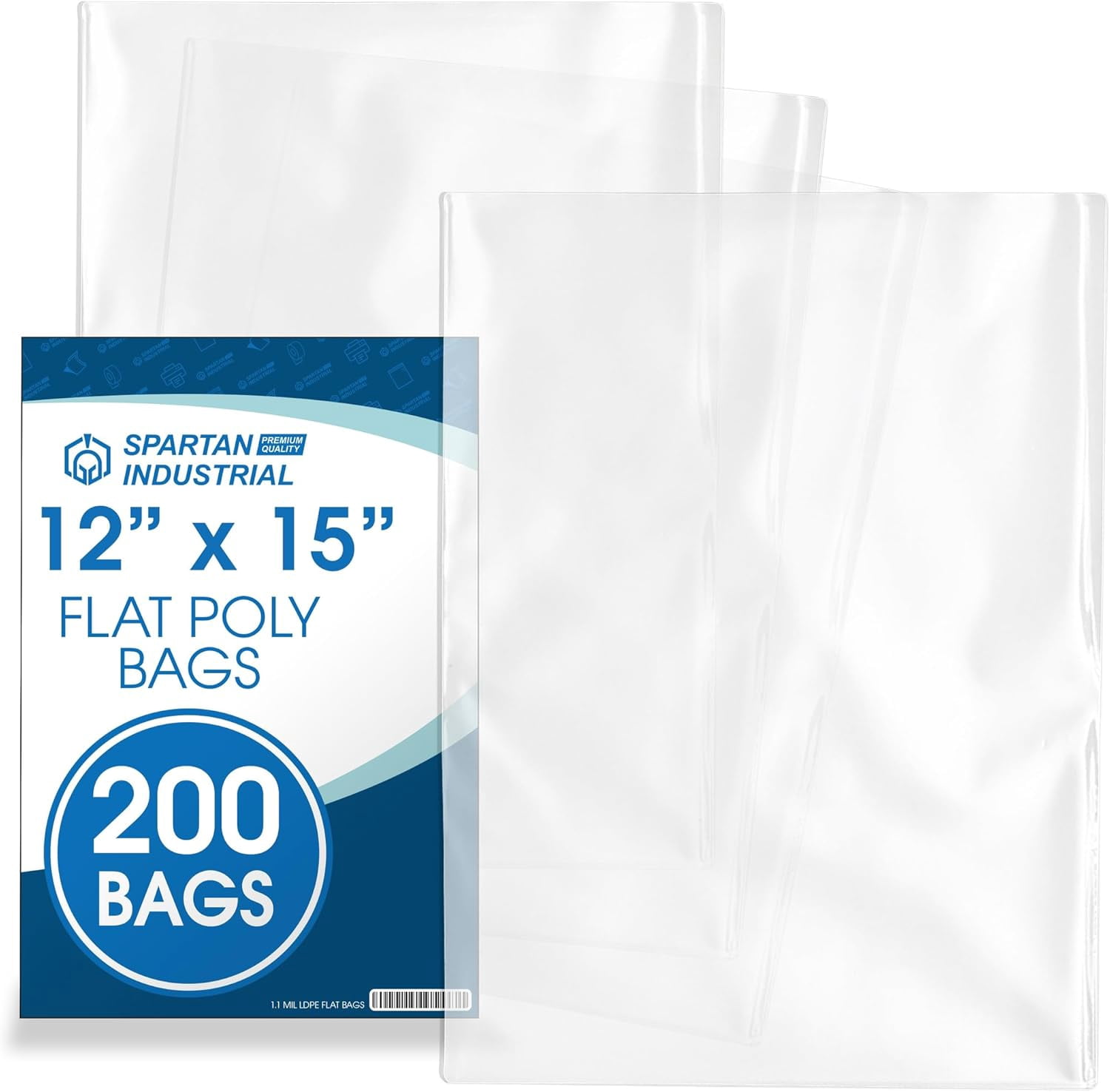 12” X 15” (200 Count) 1.1 Mil Flat Open End Clear Plastic Poly Bags For ...