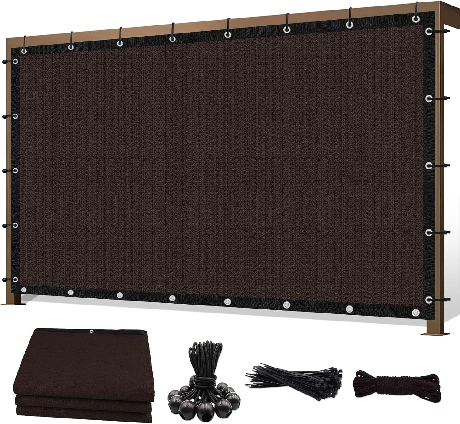 12'X 16' 90% Sun Shade Cloth Outdoor Patio Brown Pergola Shades Cover ...