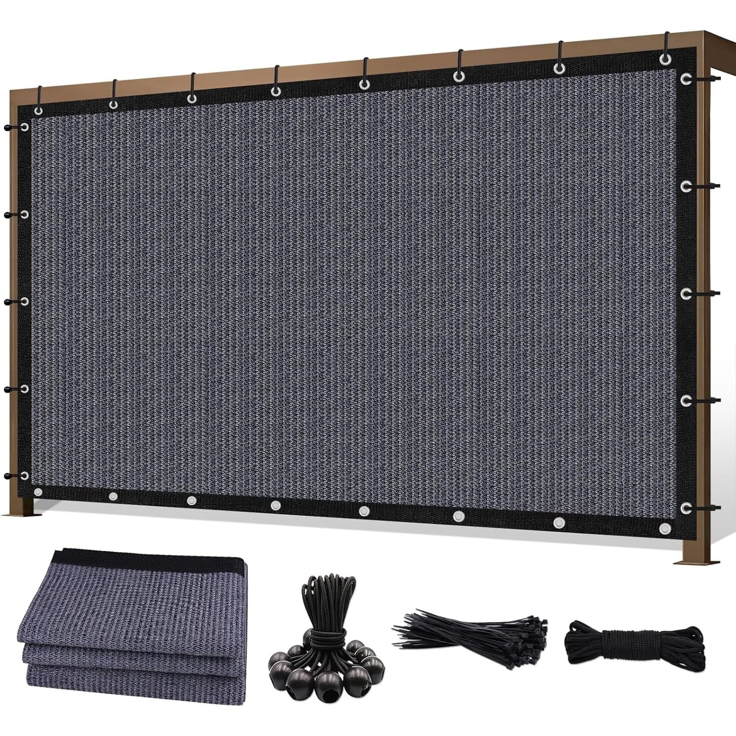 12'X 16' 90% Sun Shade Cloth Outdoor Patio Pewter Grey Pergola Shades ...