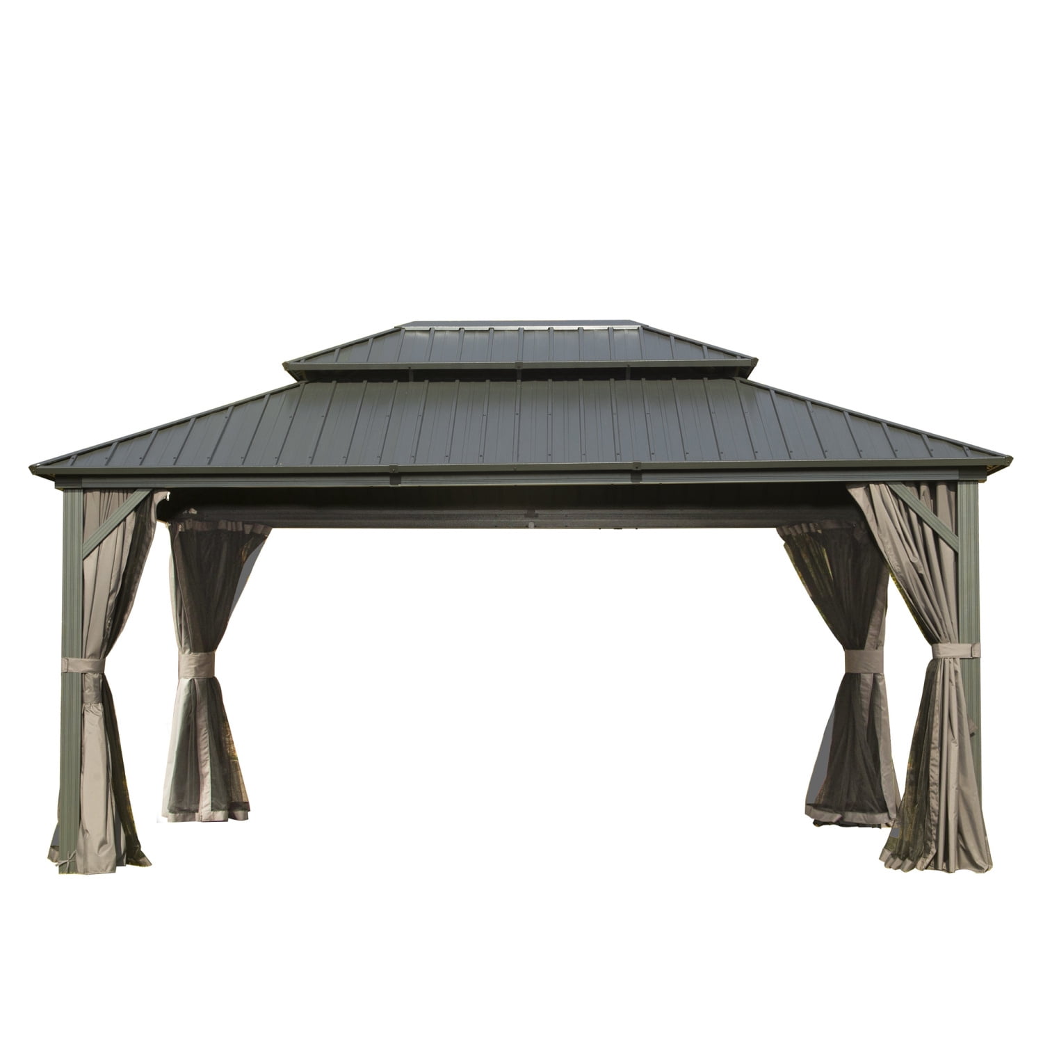 12‘ X 16‘ Hardtop Aluminum Gazebo with Galvanized Steel Roof Canopy ...