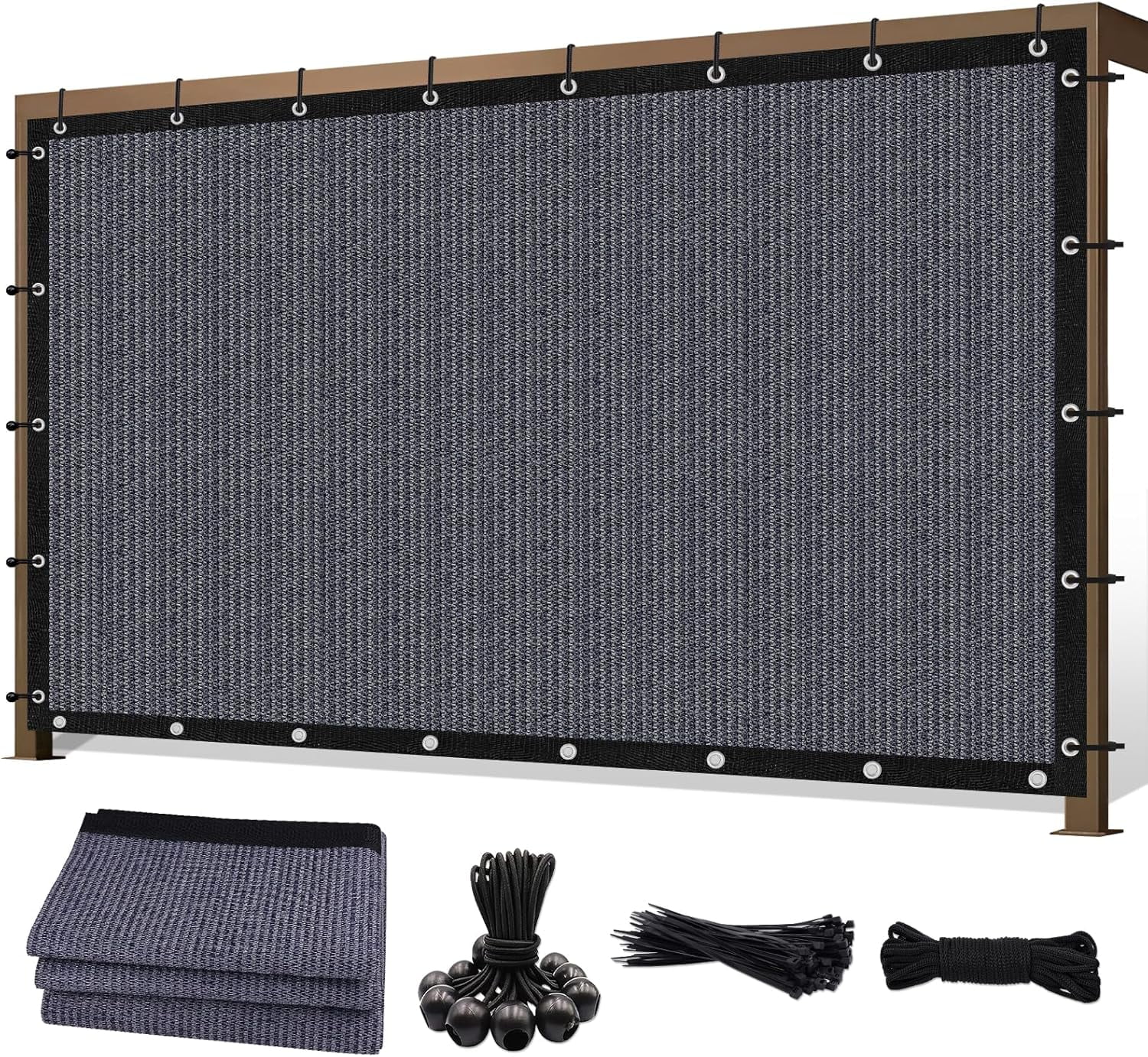 12'X 20' 90% Sun Shade Cloth Outdoor Patio Pewter Grey Pergola Shades ...