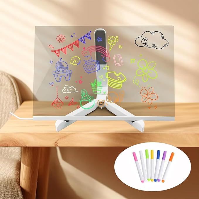 12" X 8" LED Acrylic Dry Erase Board with Up Stand - Includes 7 ...