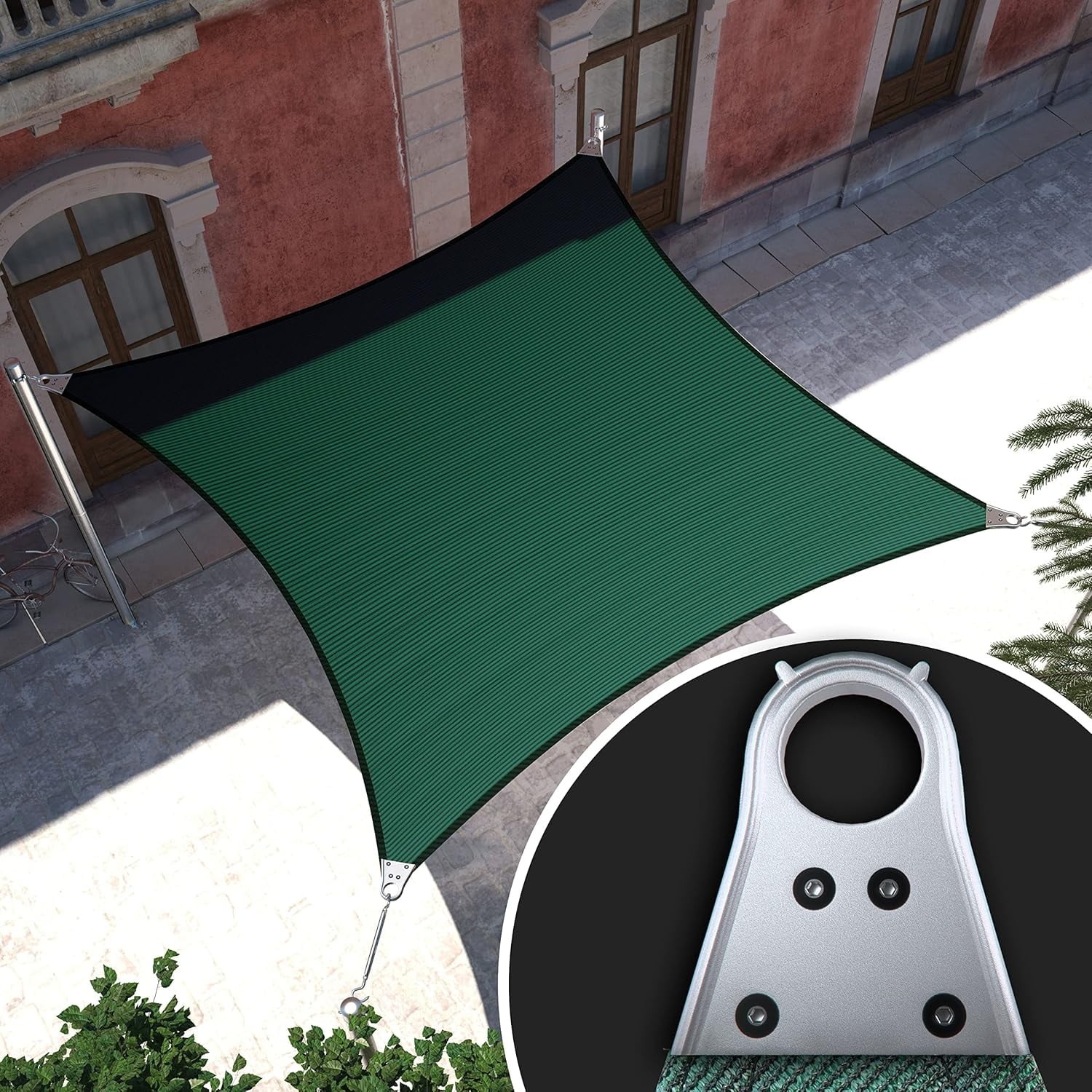 12' X 12' Green Square Super Ring Sun Shade Sail Canopy RSTAWS, Heavy ...